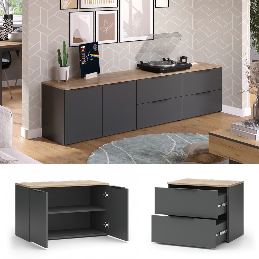 Vicco Wohnwand Wido Anthrazit Eiche 3 Teile bei Marktkauf online bestellen