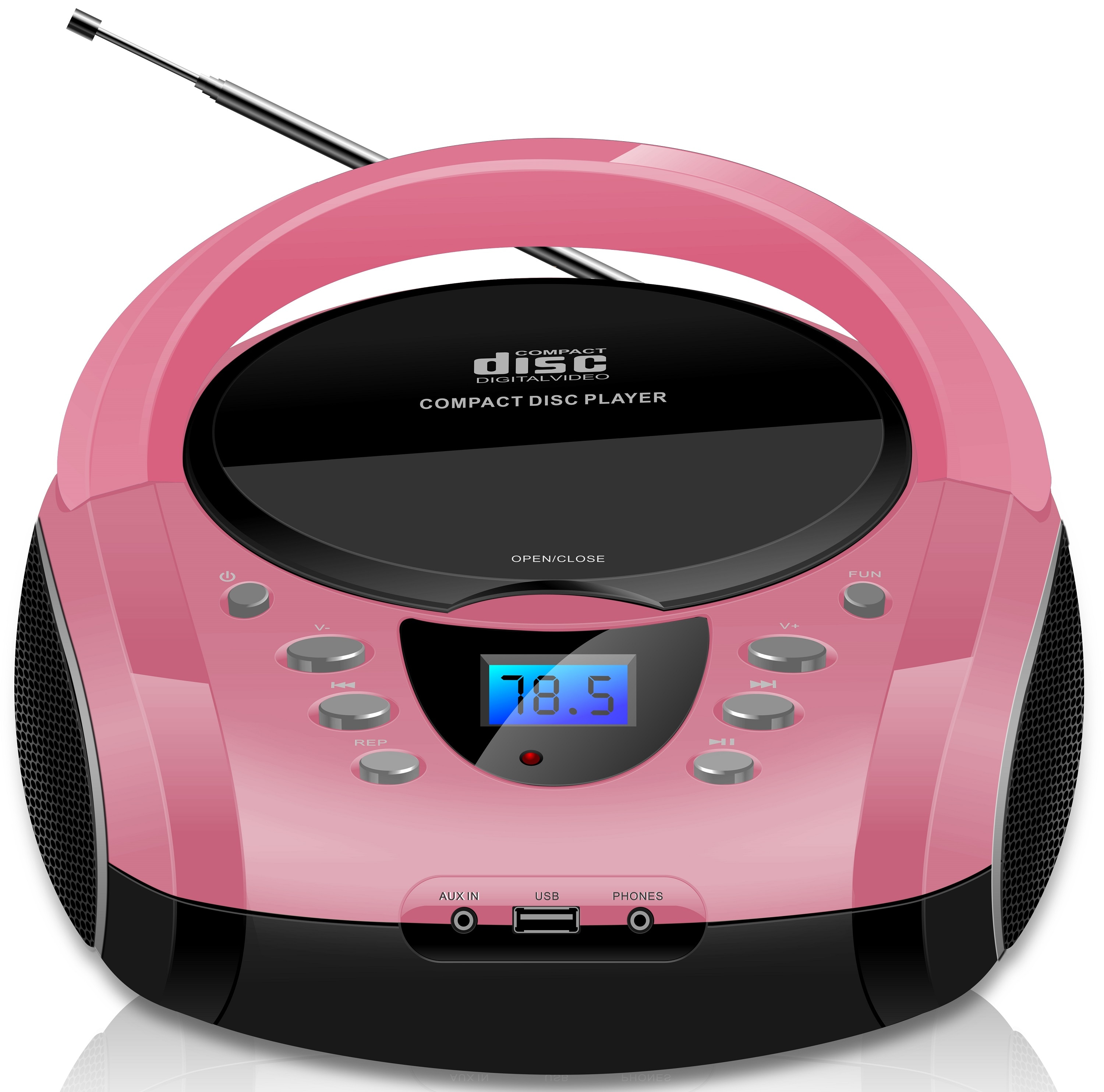 Cyberlux Tragbarer CD-Player Boombox CD/MP3 USB Kinder Radio pink bei ...